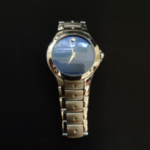 Movado | Accessories | Mens Movado Luna Series Blue Faced Silver Sports ...